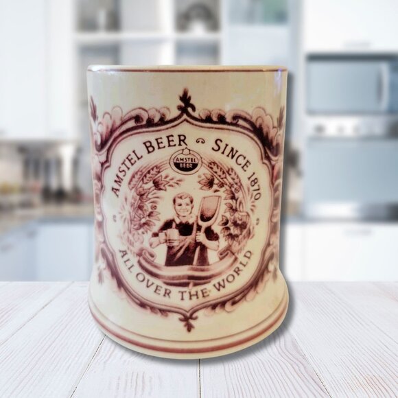 Accents | Vintage Amstel Delft Red Ceramic Beer Stein Delftsche Huys ...